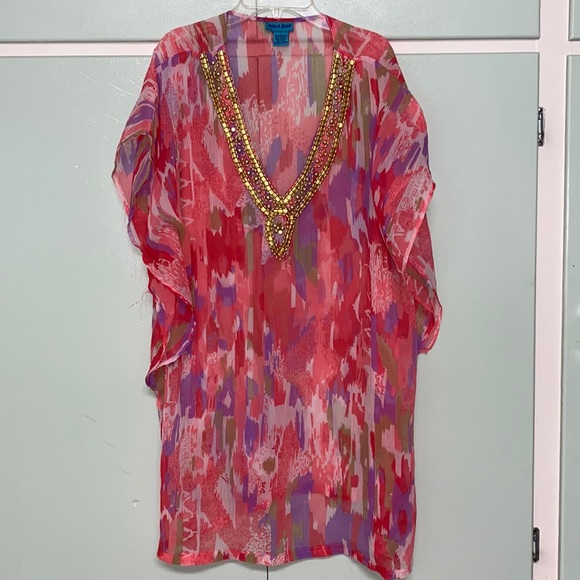 Aqua Blu | Swim | Aqua Blue Pink Purple Sheer Swim Suit Cover Up Size ...